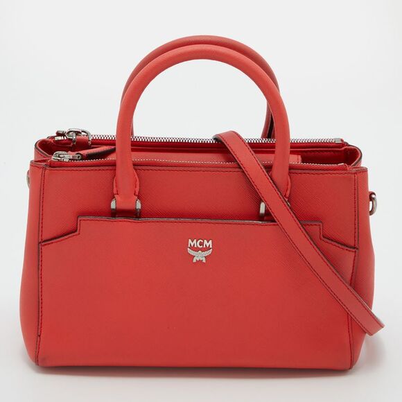 MCM | Bags | Mcm Red Leather Elda Tote | Poshmark